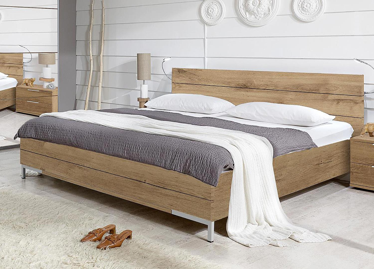 Lit adulte 140x200 cm chêne poutre - Cbc-Meubles Lit adulte 140x200 cm chêne poutre - Cbc-Meubles