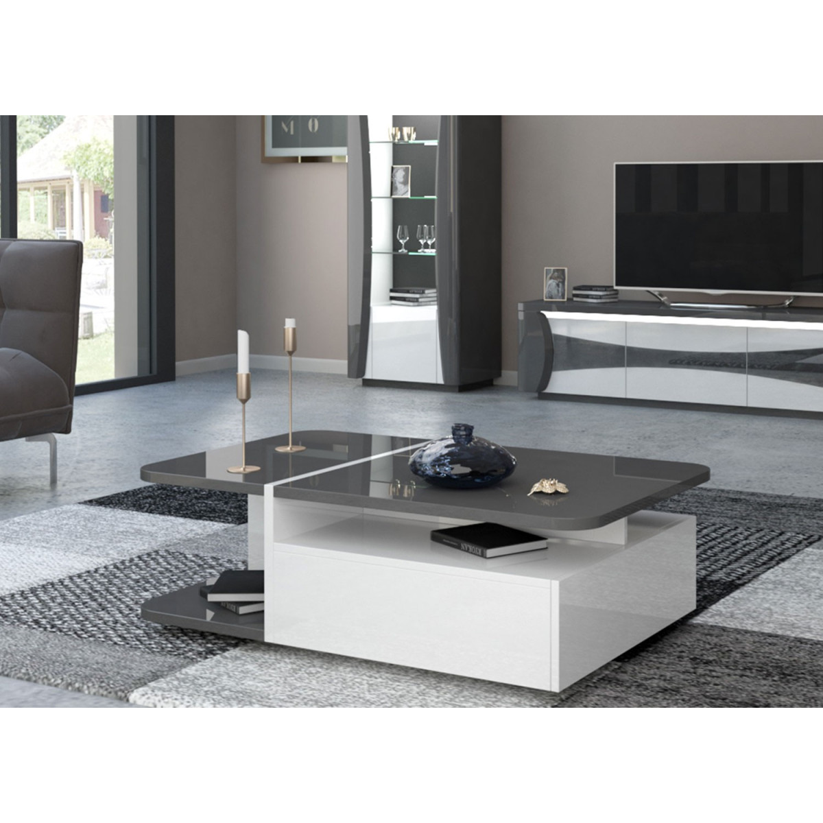 Table Basse de Salon en Bois massif et en Verre - Cbc-Meubles