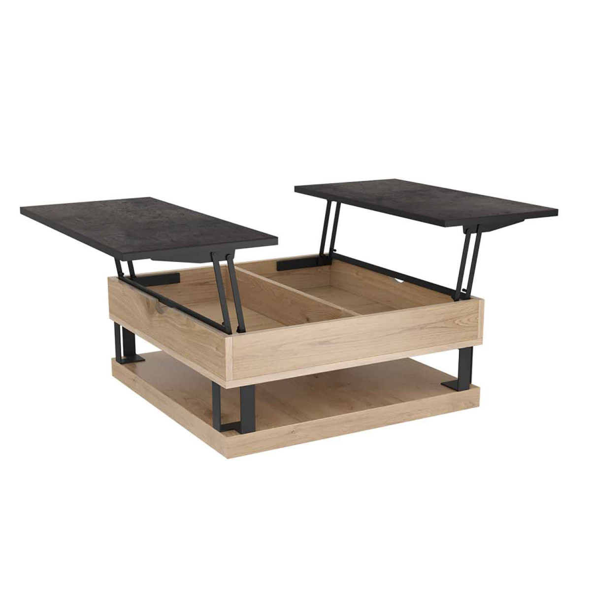 Table Basse de Salon en Bois massif et en Verre - Cbc-Meubles